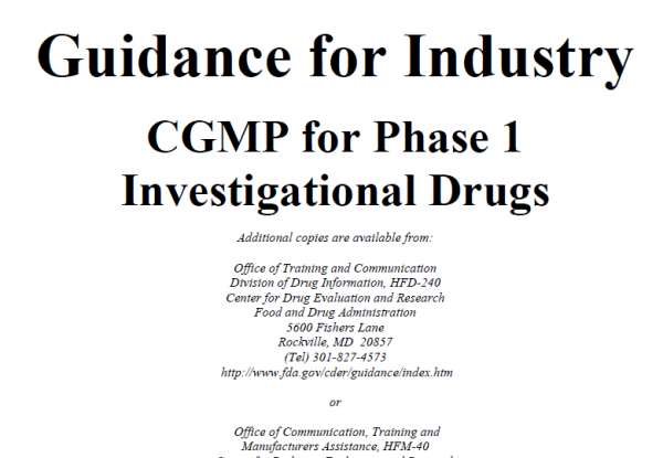 Guidance for Industry CGMP for Phase 1 Investigational Drugs - Orion ...